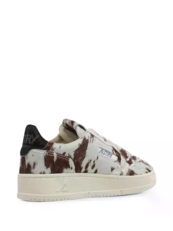 AUTRY Pony Fur Cow-print Lace-up Sneakers