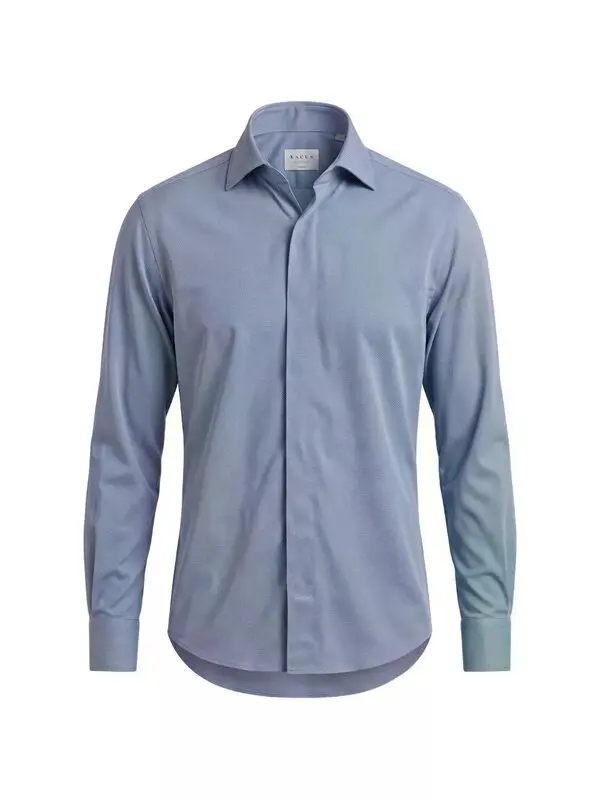 XACUS Concealed-placket Long-sleeve Shirt - Blue