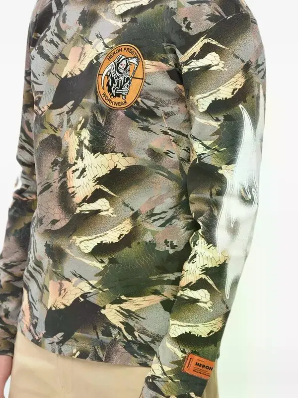 Heron Preston Camouflage Print Crew Neck Long Sleeve Sweater