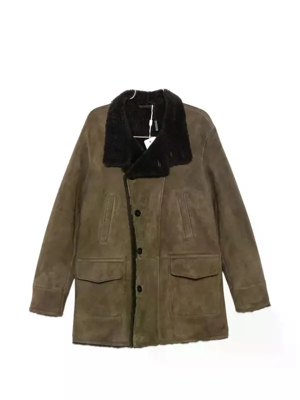 MANZONI 24 Shearling-collar Button-up Coat