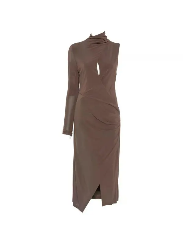 Pinko Cadillac Cut-out Asymmetric Midi Dress - Brown