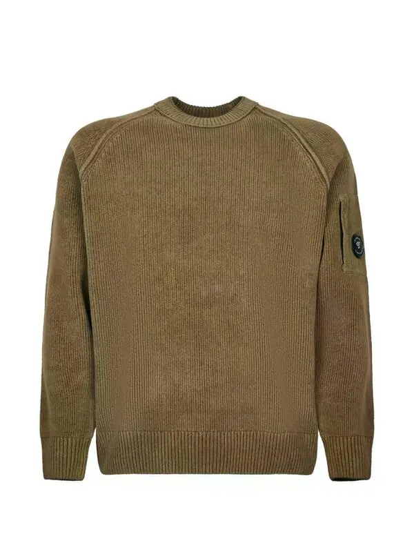 C.P. COMPANY Chenille Cotton Lens Crewneck Sweater - Green