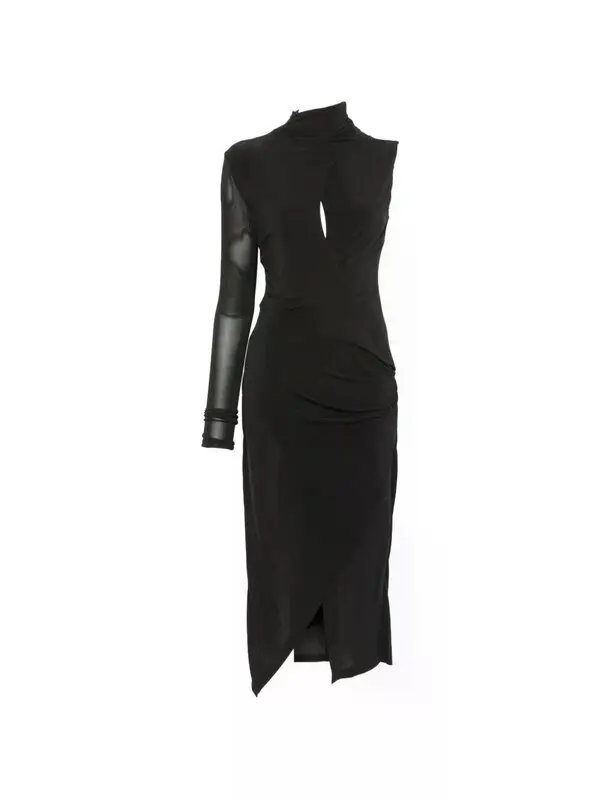 Pinko Cadillac Asymmetric Cut-out Midi Dress - Black