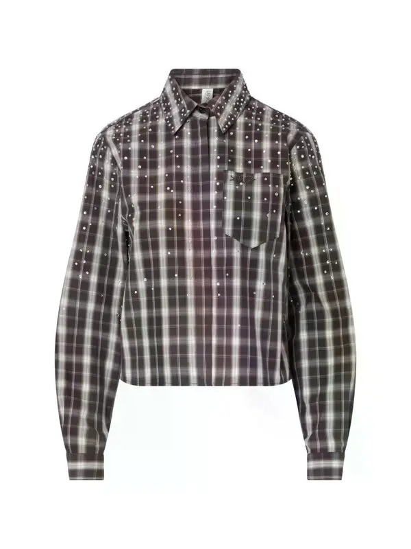 Liu Jo Checkered Shirt With Rhinestone Embellishments