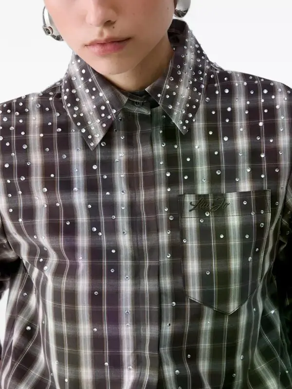 Liu Jo Checkered Shirt With Rhinestone Embellishments