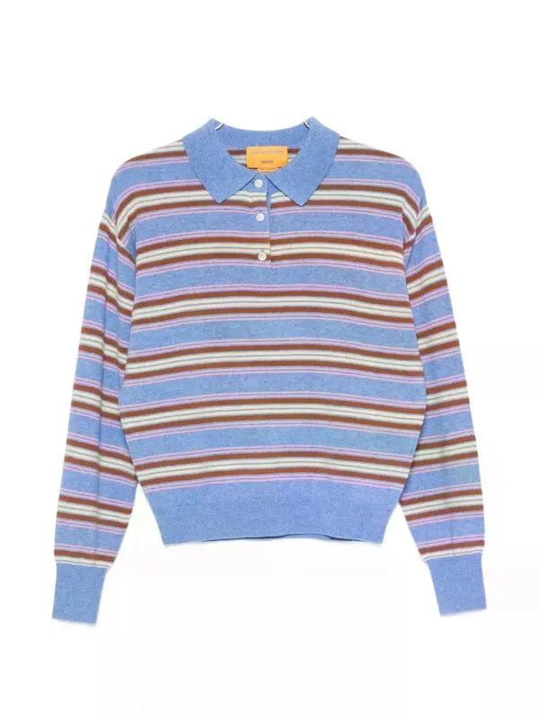 Guest In Residence Collegiate Stripe-pattern Polo Sweater - Blue