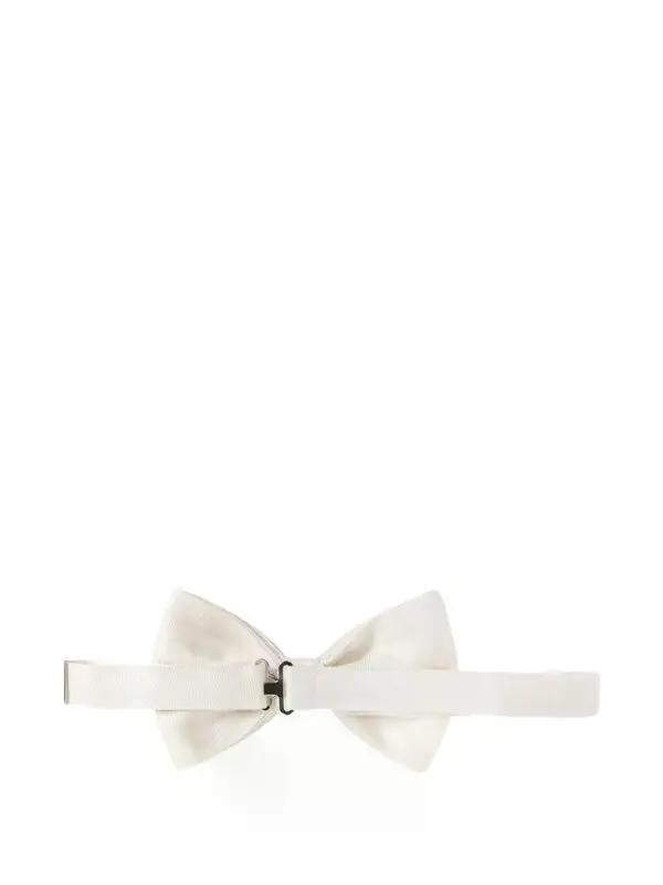 Giorgio Armani Ribbed Knit Bow Tie - White