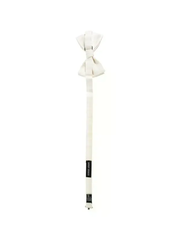 Giorgio Armani Ribbed Knit Bow Tie - White