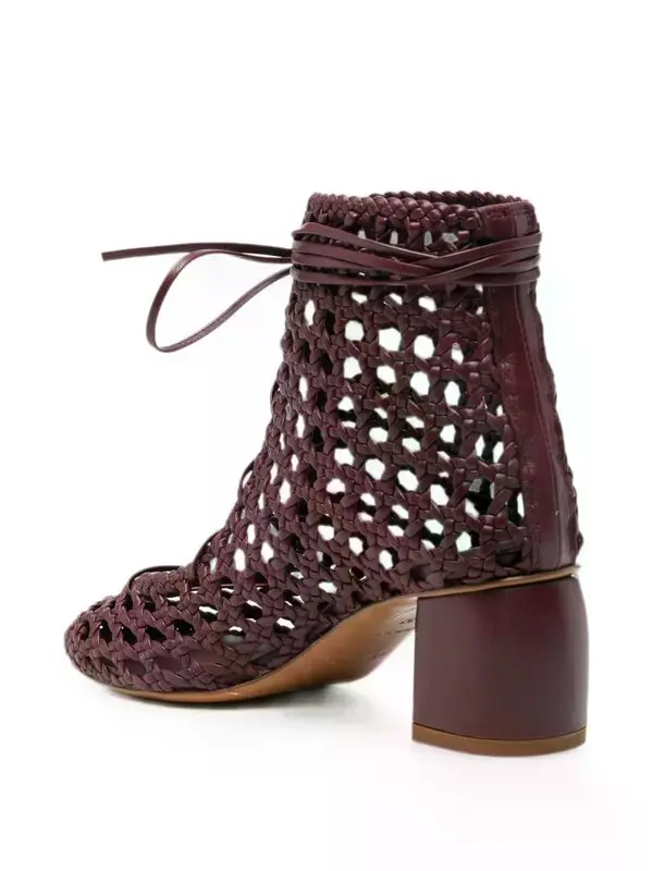 FORTE_FORTE Woven Lace-up Ankle Boots - Red