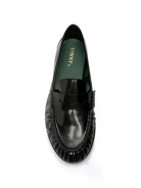 VINNY'S Ruched-detail Leather Loafers