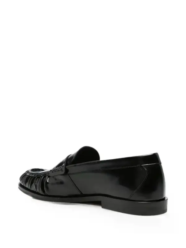 VINNY'S Ruched Detail Leather Loafers