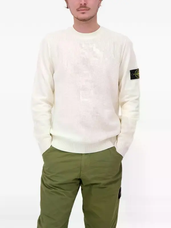 Stone Island 5100029 Micro Stitch Soft Organic Cotton Jumper - Neutrals