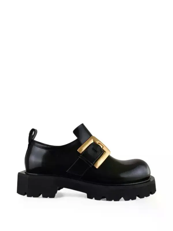 Balmain Anthem Buckle Leather Loafers