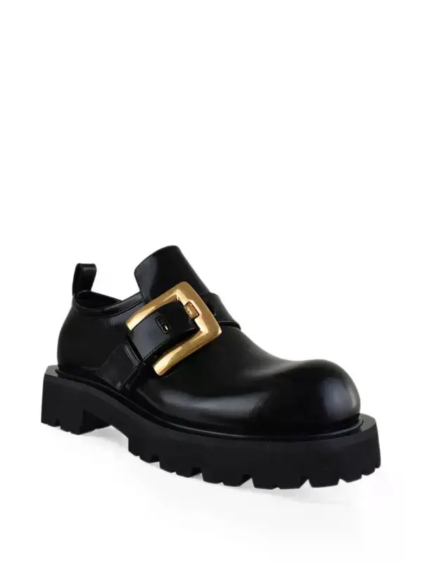 Balmain Anthem Buckle Leather Loafers