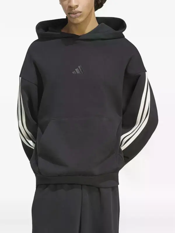 Adidas Logo-embroidered 3-stripes Hoodie - Black