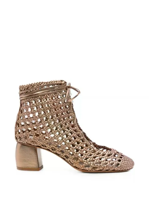FORTE_FORTE Woven Lace-up Ankle Boots - Brown