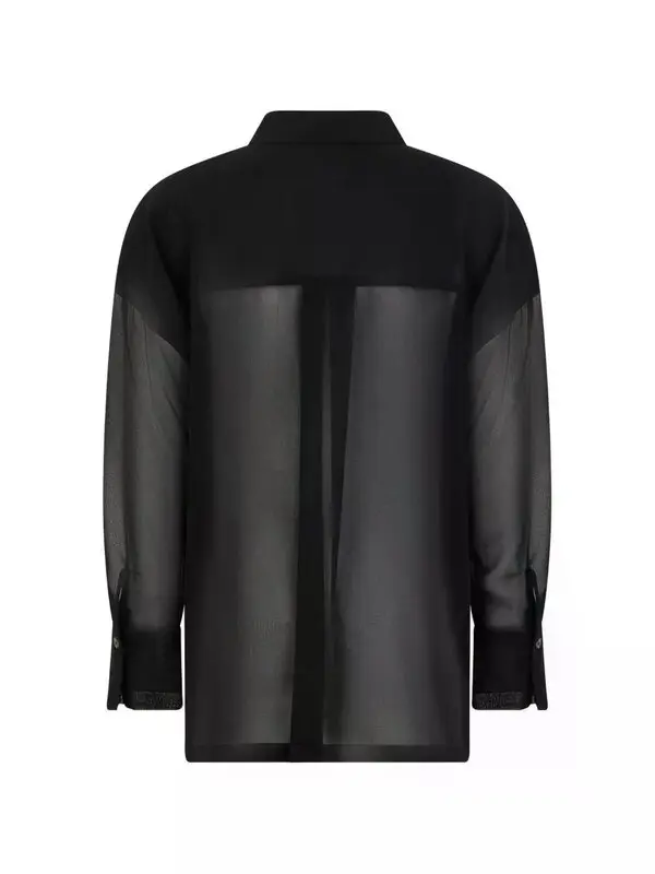 P.a.r.o.s.h Ruffled Semi-sheer Blouse - Black