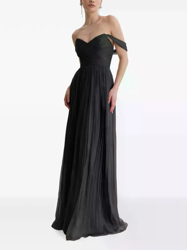 FRAMBOISE Off-shoulder Pleated Maxi Dress