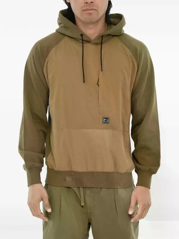Woolrich Logo-patch Panelled Hoodie - Green