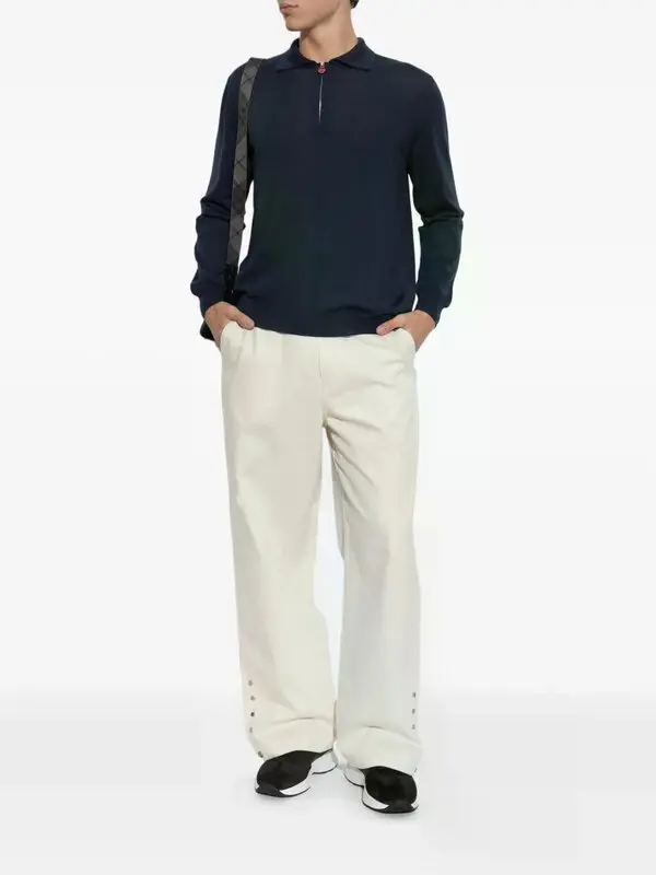Kiton Quarter-zip Long-sleeve Polo Shirt - Blue