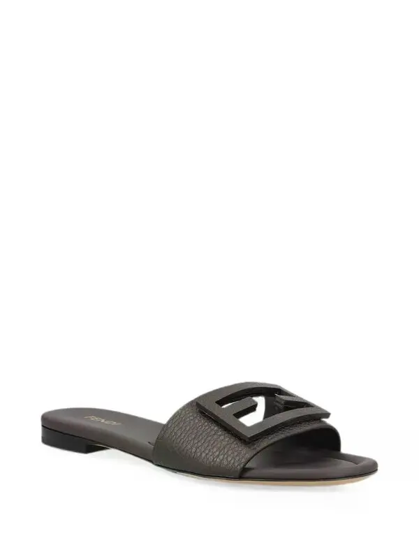 Fendi Baguette Dark Leather Slides