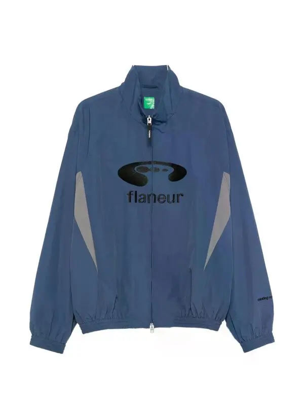 FLANEUR Embroidered Logo Track Jacket - Blue