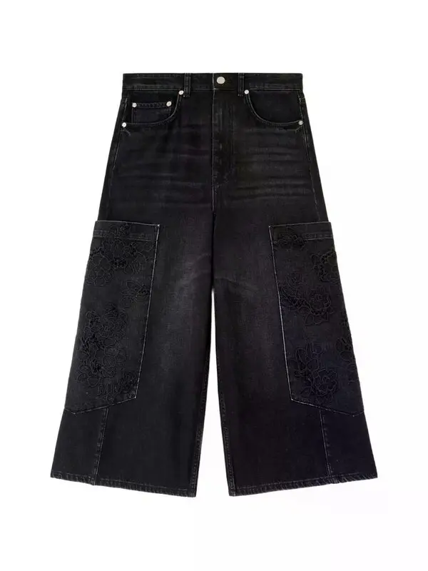 GANNI Floral Embroidered Cargo Jeans