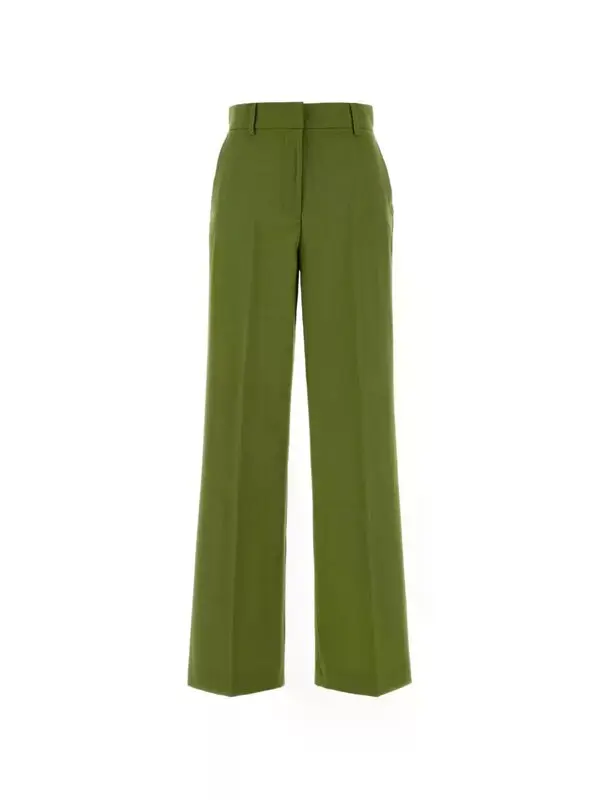 Max Mara Visivo Stretch Wool Palazzo Trousers - Green