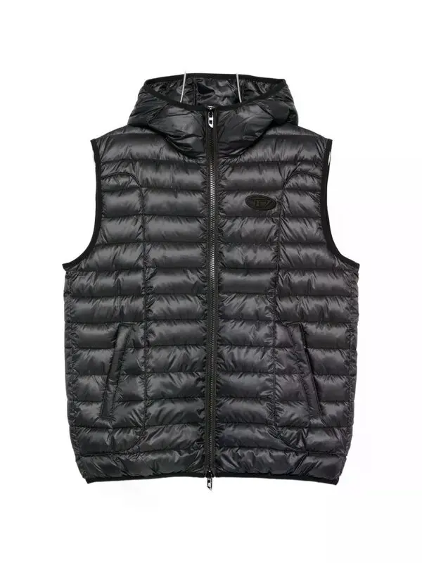 DIESEL® Quilted Hooded Gilet - Black