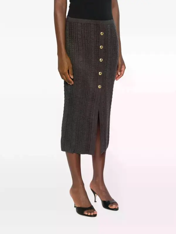 TWINSET Cable-knit Button-front Midi Skirt