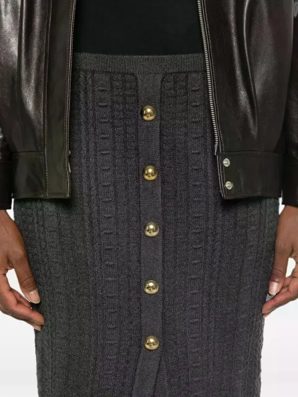 TWINSET Cable-knit Button-front Midi Skirt