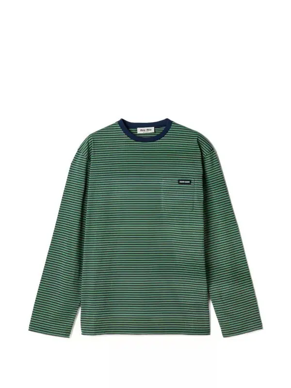 Miu Miu Striped Long Sleeve T-shirt - Green