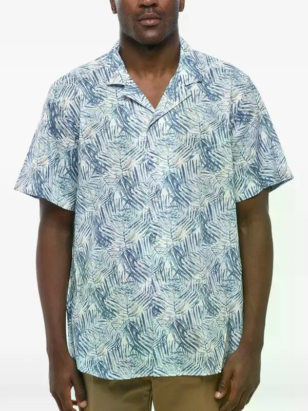 Corneliani Botanical-print Cuban-collar Shirt