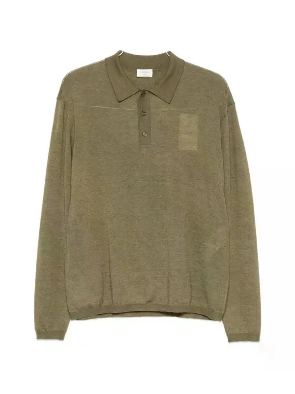 Saint Laurent Long-sleeve Knitted Polo Shirt - Green