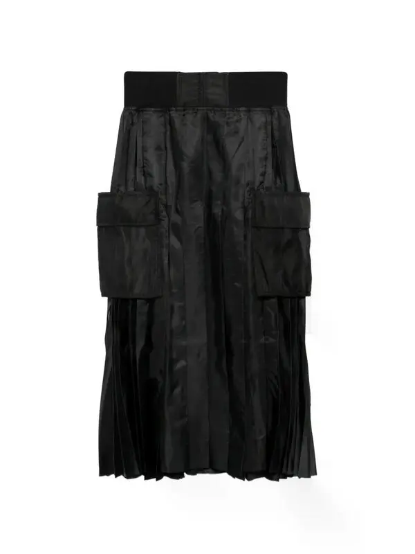 Sacai Quilted Pleated Midi Skirt