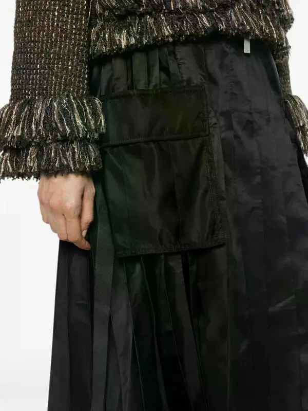Sacai Quilted Pleated Midi Skirt