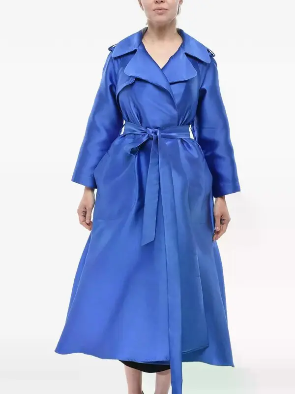 SUPER BLOND Satin Finish Belted Trench Coat