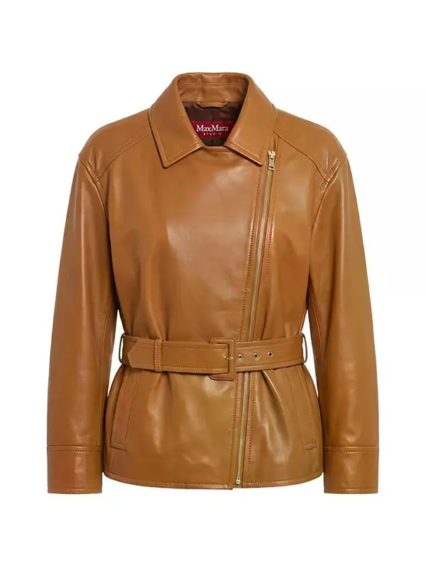 Max Mara Giusto Belted Leather Biker Jacket