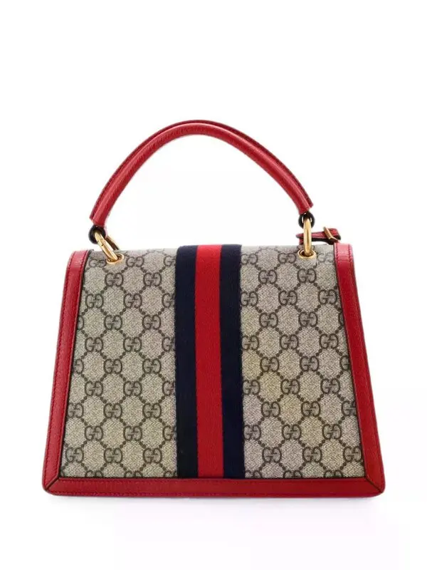 Gucci Queen Margaret Top Handle Bag Gg Coated Canvas With Leather Small Satchel - Brown
