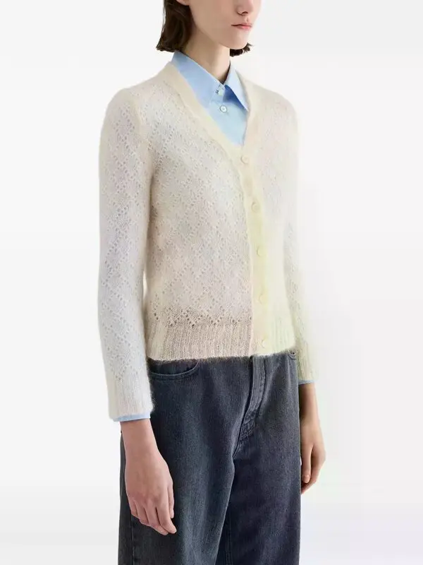 JIL SANDER Lace-knit Mohair-blend Cardigan