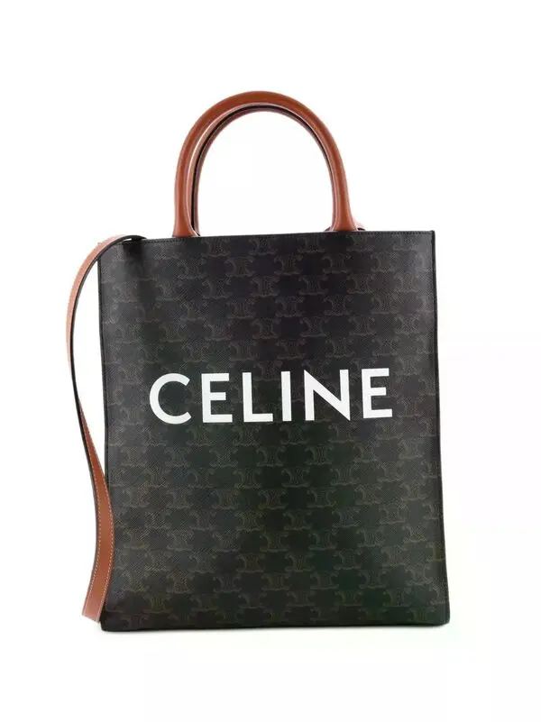 Celine Vertical Cabas Triomphe Coated Canvas Small Tote Bag - Brown