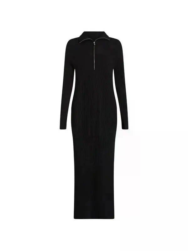 Karl Lagerfeld Ribbed-knit Maxi Dress With Half-zip
