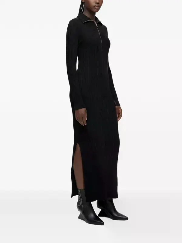 Karl Lagerfeld Ribbed-knit Maxi Dress With Half-zip