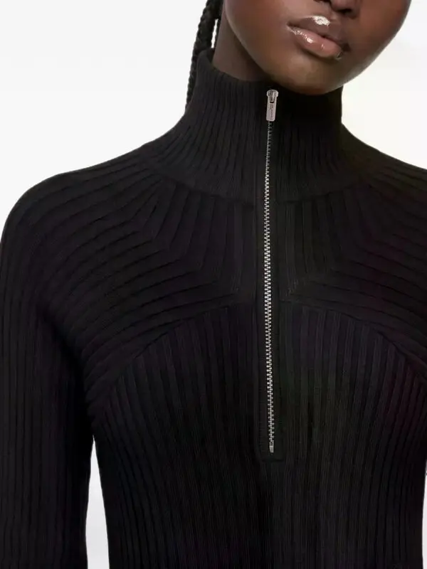 Karl Lagerfeld Ribbed-knit Maxi Dress With Half-zip