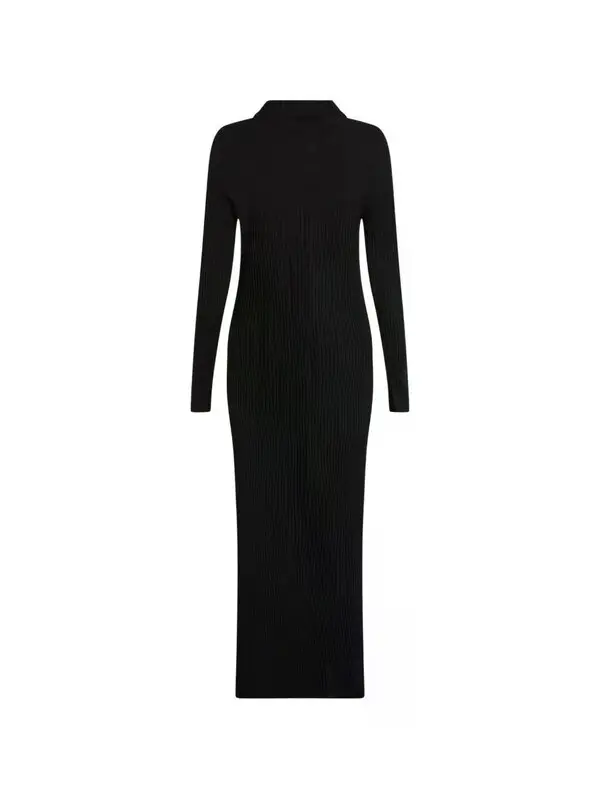 Karl Lagerfeld Ribbed-knit Maxi Dress With Half-zip
