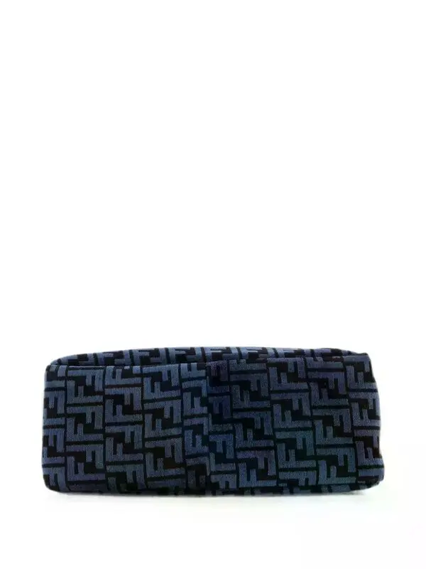 Fendi O'lock Zip Shoulder Bag Zucca Chenille Hobo Bag - Blue