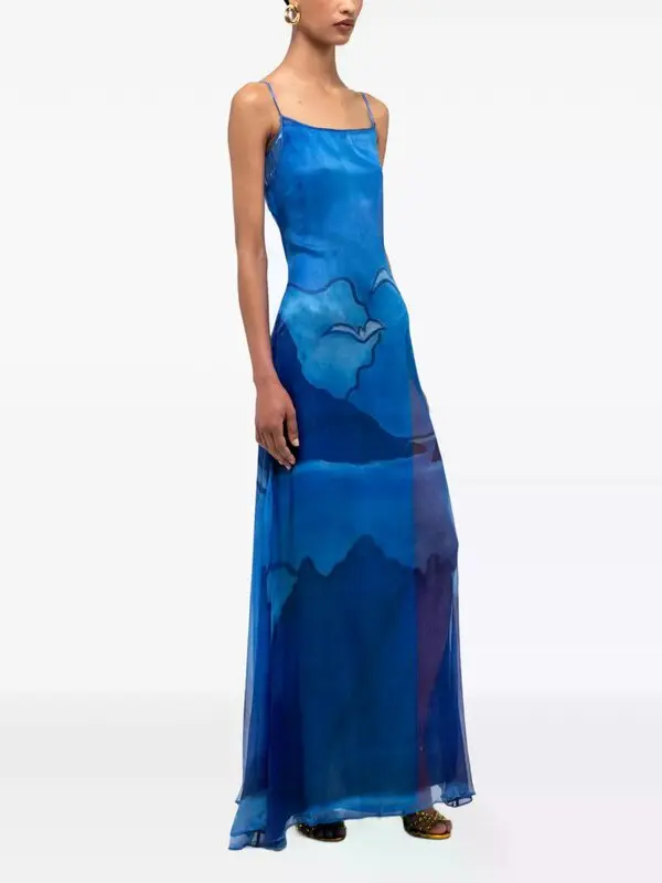 DONDE ESTEBAN Es Vedra Side-slit Silk Maxi Dress