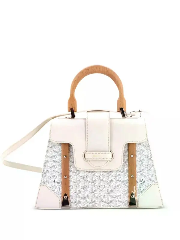 Goyard Saigon Top Handle Bag In Coated Canvas And Leather Pm Satchel - White