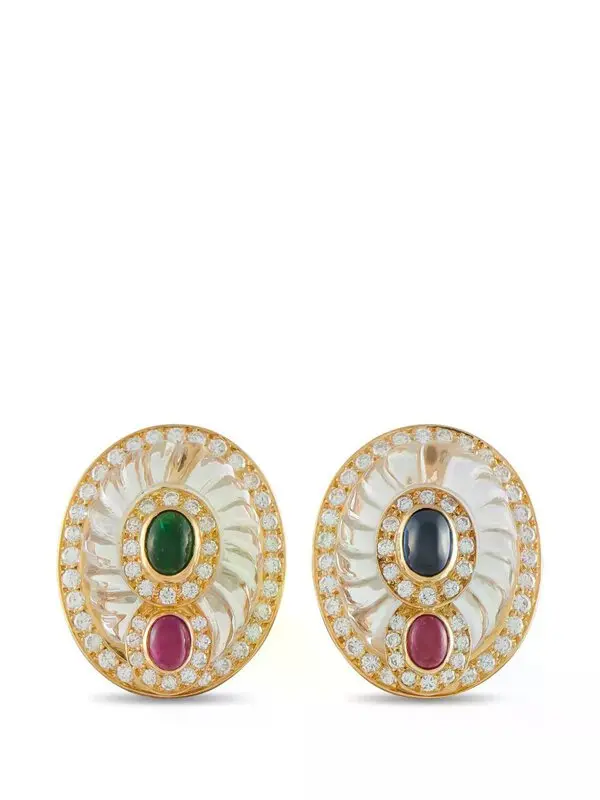 Boucheron 18k Yellow Diamond And Rock Crystal Clip-on Earrings - Gold