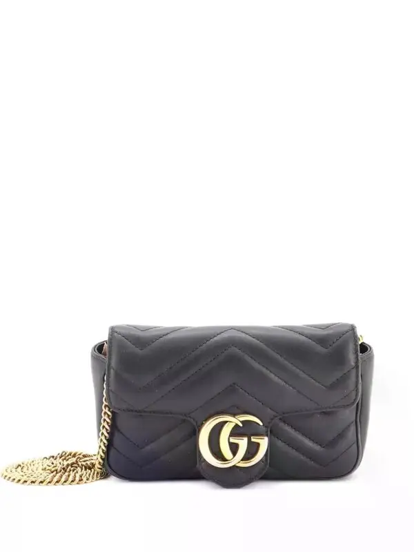 Gucci Gg Marmont Matelassé Leather Super Mini Crossbody Bag - Black
